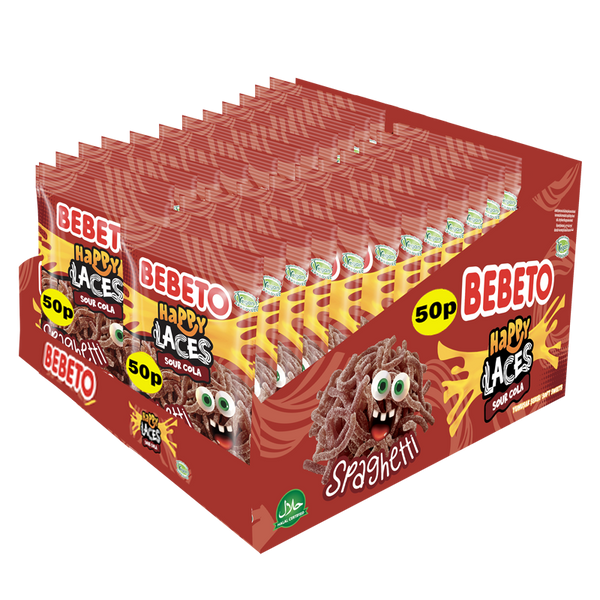 SOUR COLA SPAGHETTI HAPPY LACES 70G PMP X 20 – Bebeto