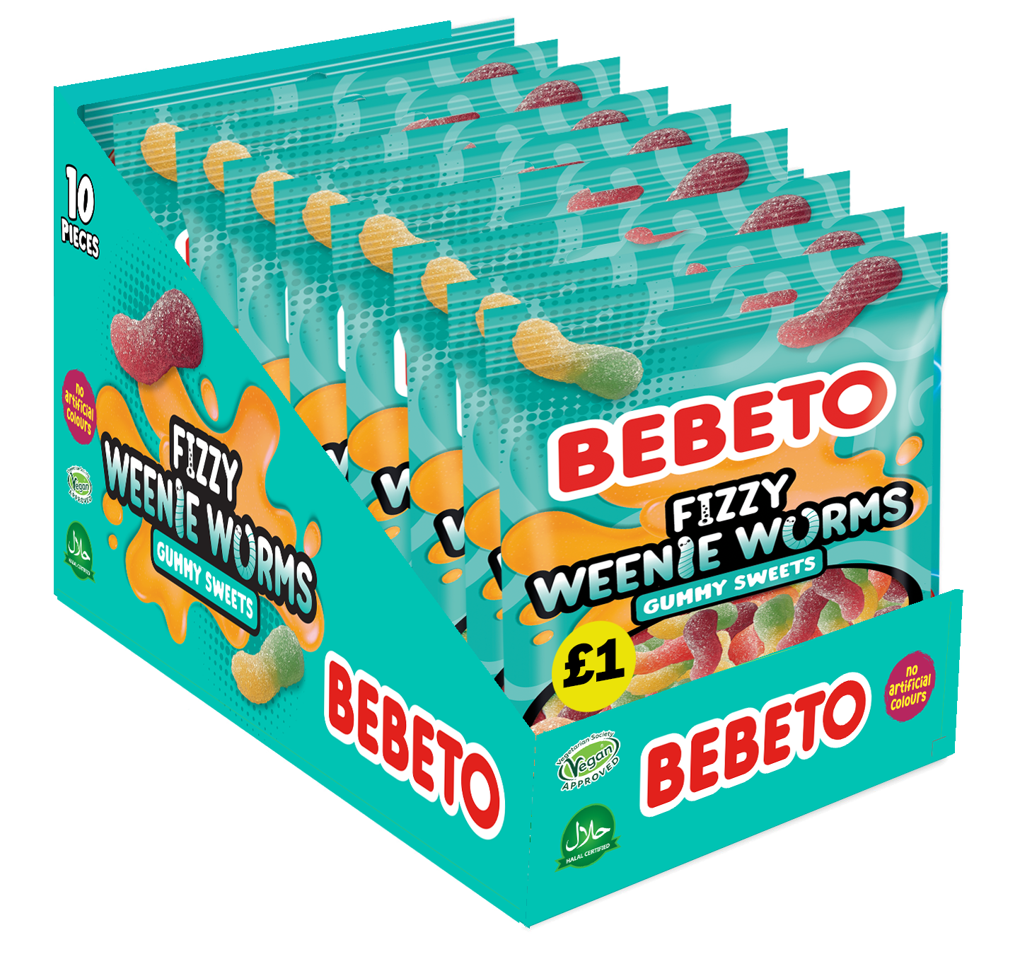 FIZZY WEENIE WORMS 150G (PMP) X 10 – Bebeto
